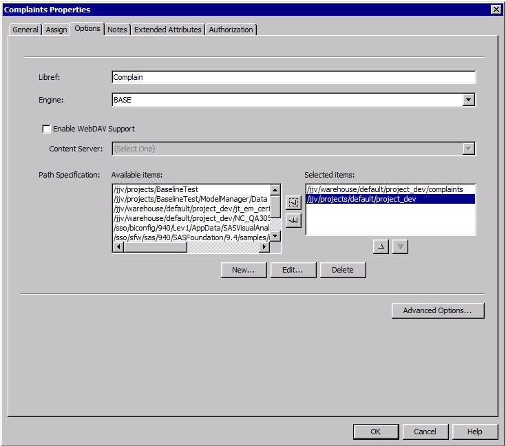 Multiple Path Specification when creating Library in SAS Management Co ...