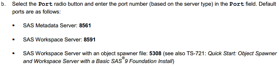 SAS Required Ports ? - SAS Support Communities