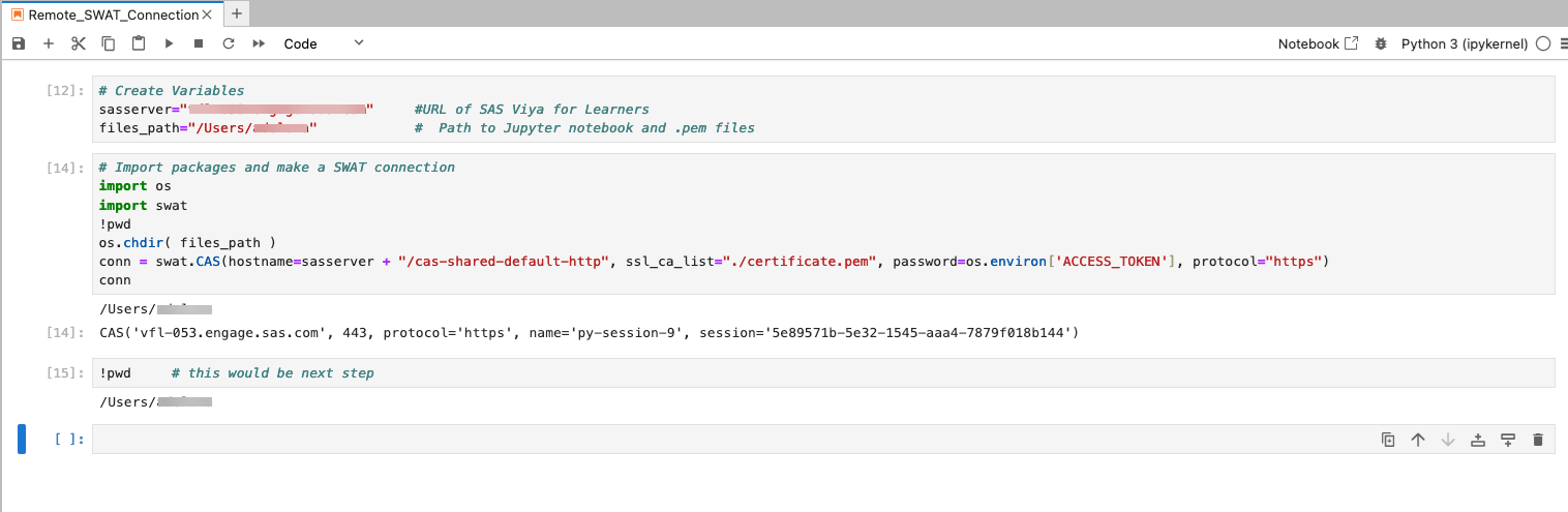 Connecting To Sas Viya For Learners From A Remote Jupyter Notebook Sas Support Communities
