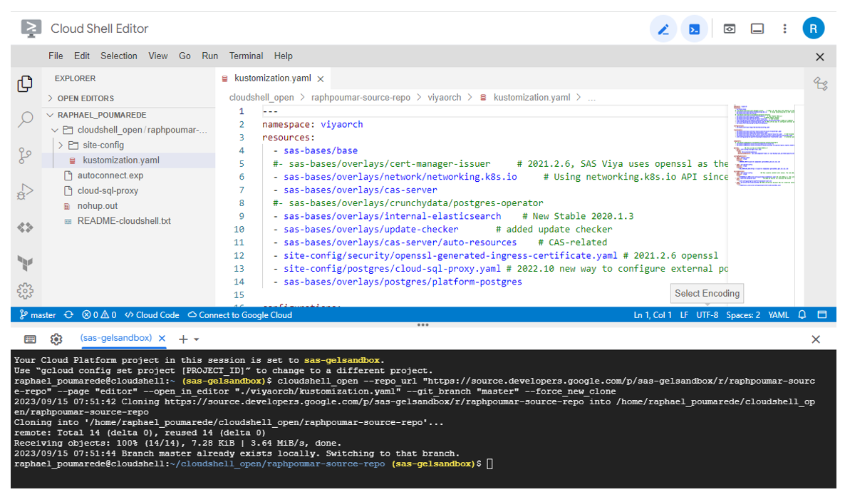 Manage your SAS Viya platform configuration in Google Cloud Source Repositories