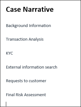Case Narrative Template - SAS AML 8.3, VI HF10 - SAS Support Communities