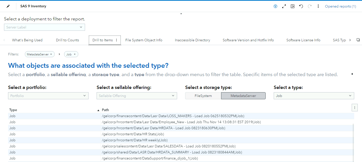 SAS 9 Content Assessment: Inventory