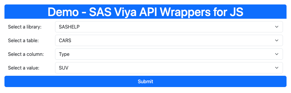 SAS Viya API Wrappers for JS – Building dynamic prompts for SAS Viya Jobs