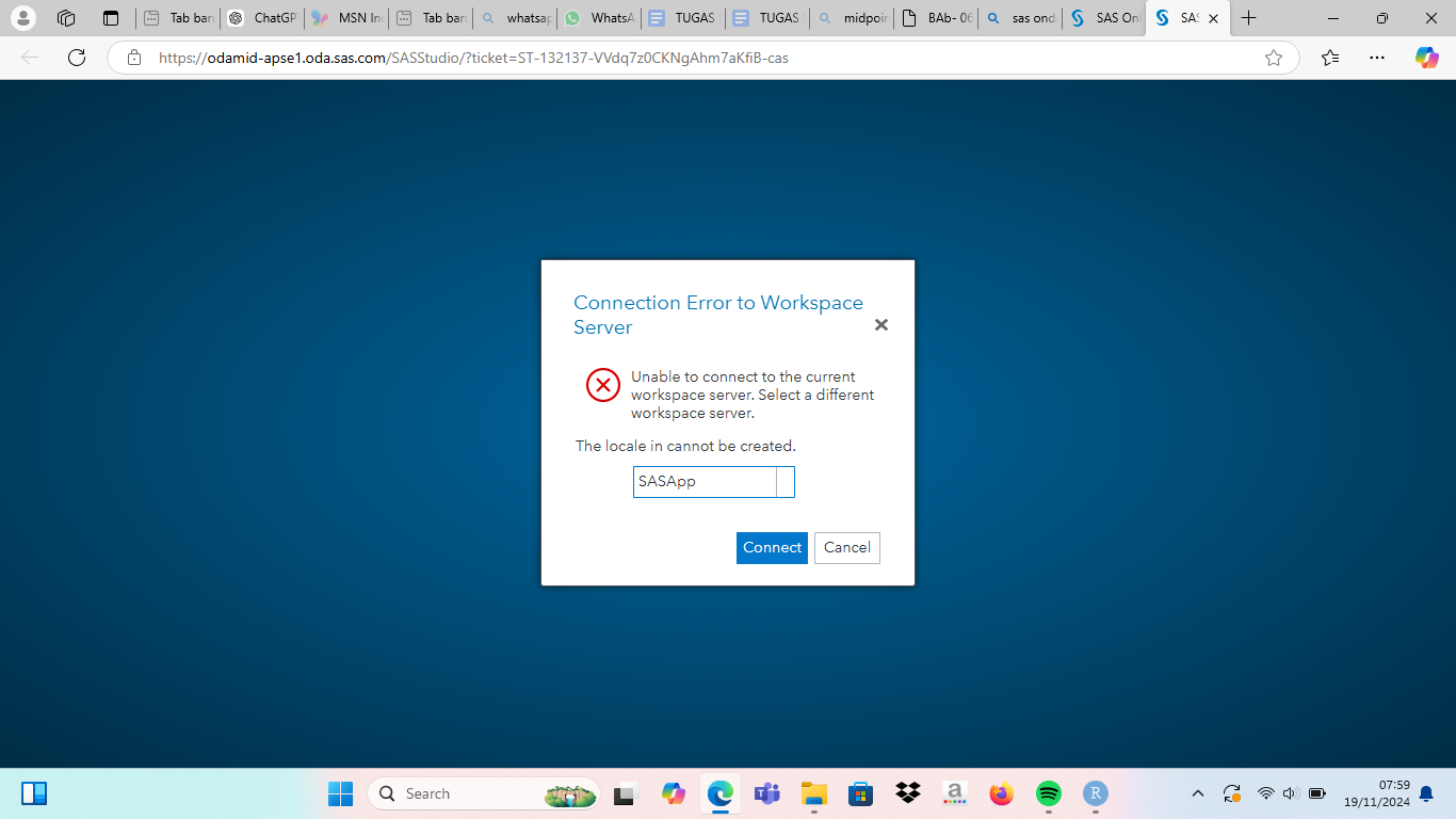 Unable to Connect to SAS Studio Workspace Server - SAS Support Communities