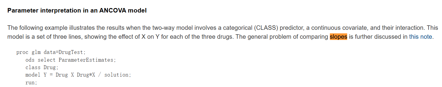 PROC MIXED for ANCOVA: Comparing Slopes for Each Group - SAS Support ...