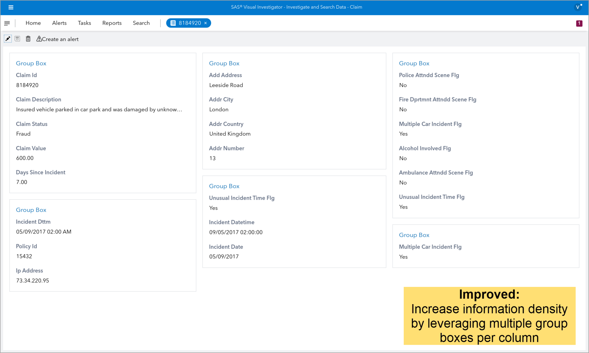 SAS Visual Investigator Page Building Best Practices Part I: Columns, Group Boxes, and Tabs