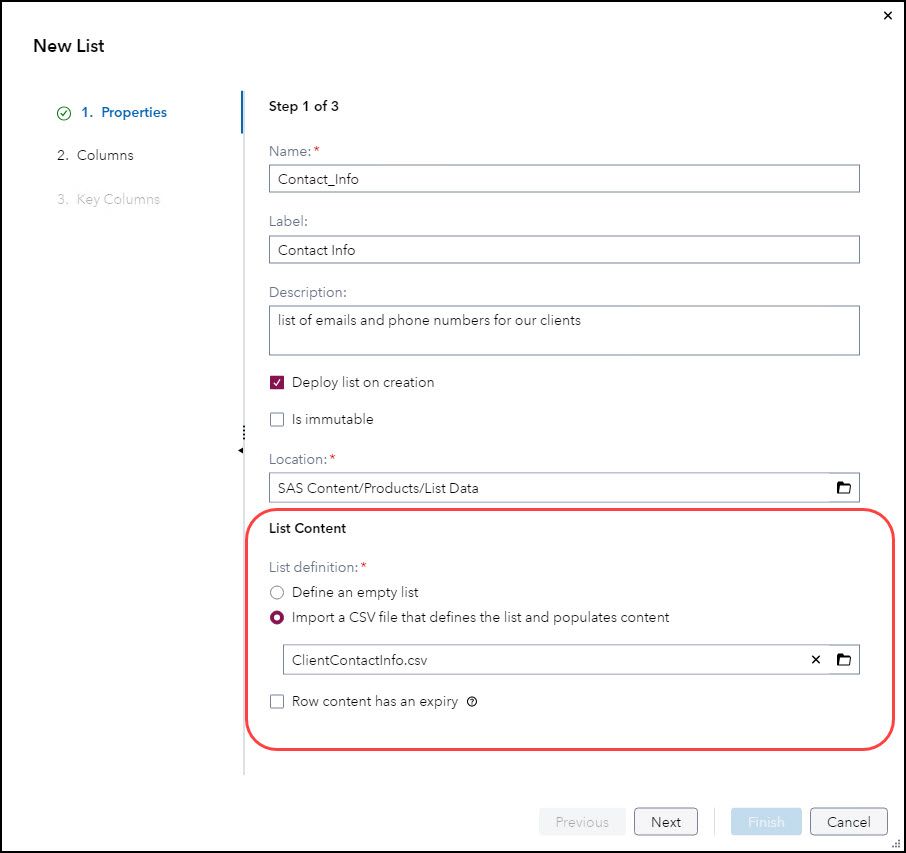 SAS Intelligent Decisioning: Advanced Lists