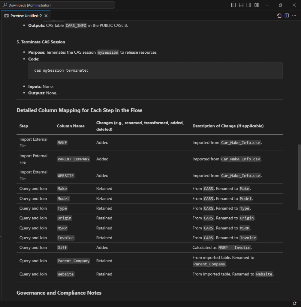 Automate SAS Studio Flows Documentation with Azure OpenAI in a Custom Step
