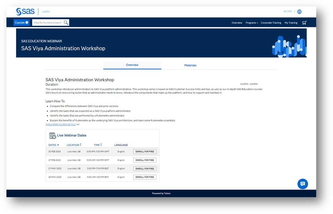 Viya Administration Workshops for 2025 Now Available - SAS Support Communities