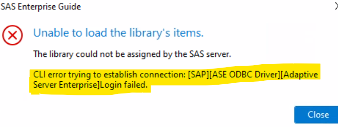 Library and DB error - SAS Support Communities
