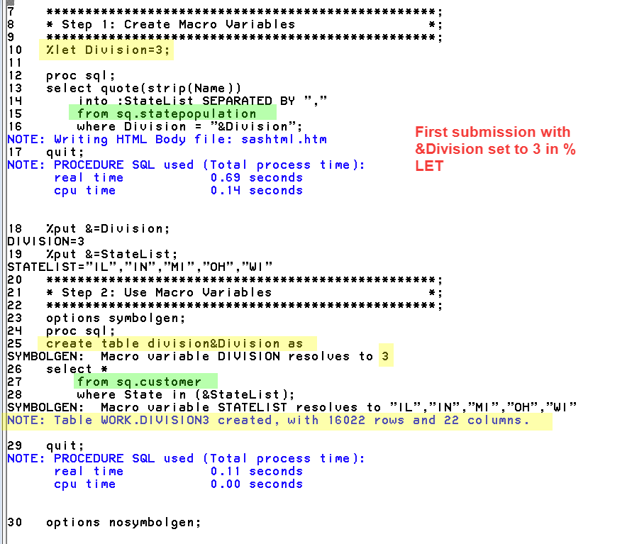 Please check SAS 9.4 ADV s106d02.sas demo. Step 2 code had an error me ...