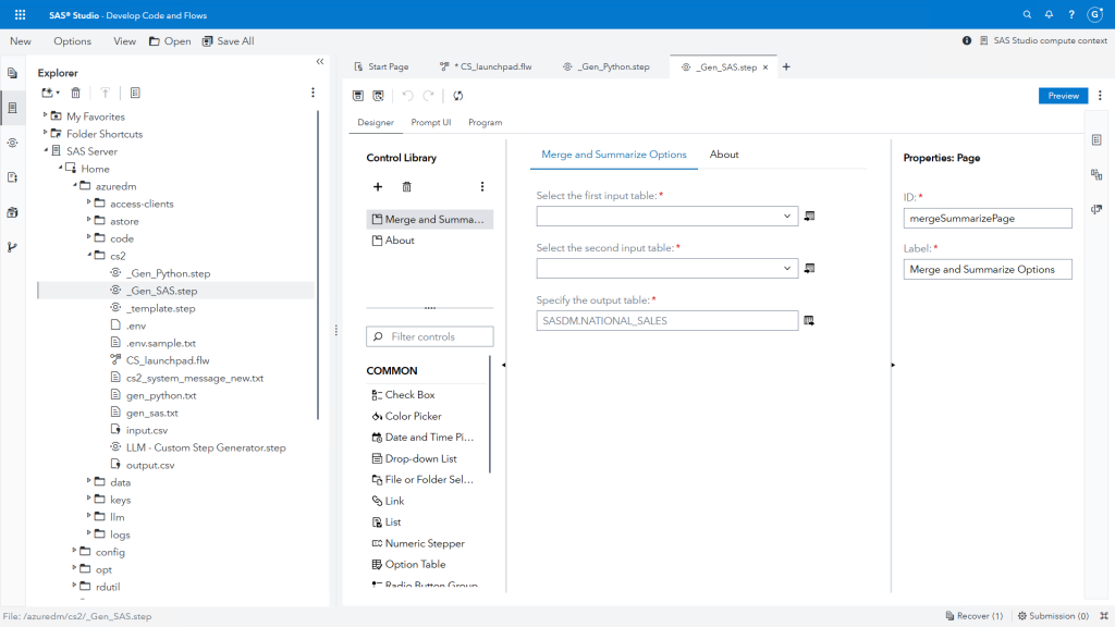 LLM Custom Step Generator in SAS Studio