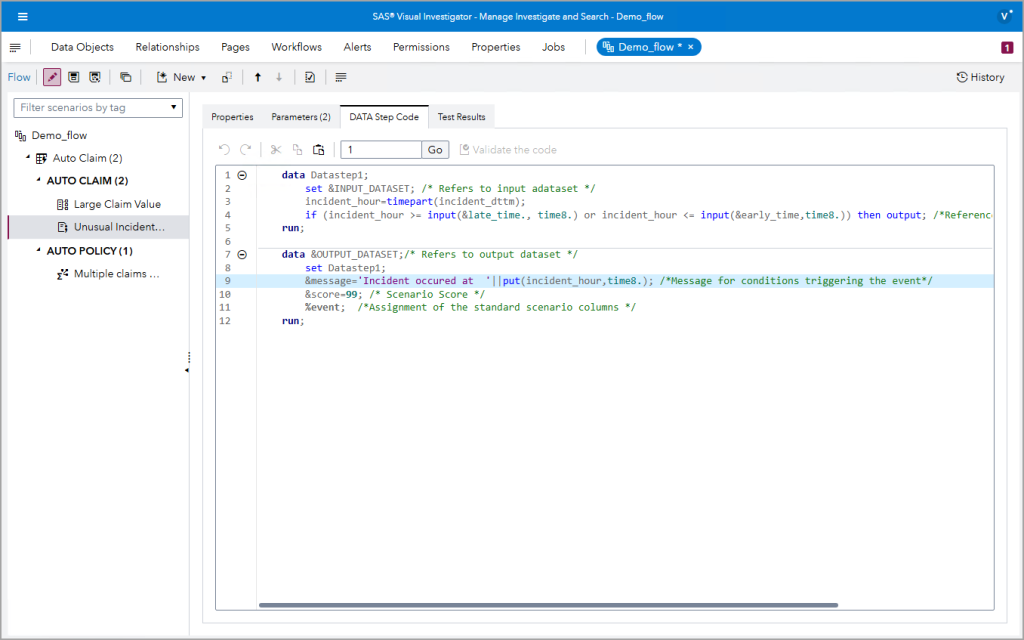 Using DATA Step Code to Design Scenarios in SAS Visual Investigator