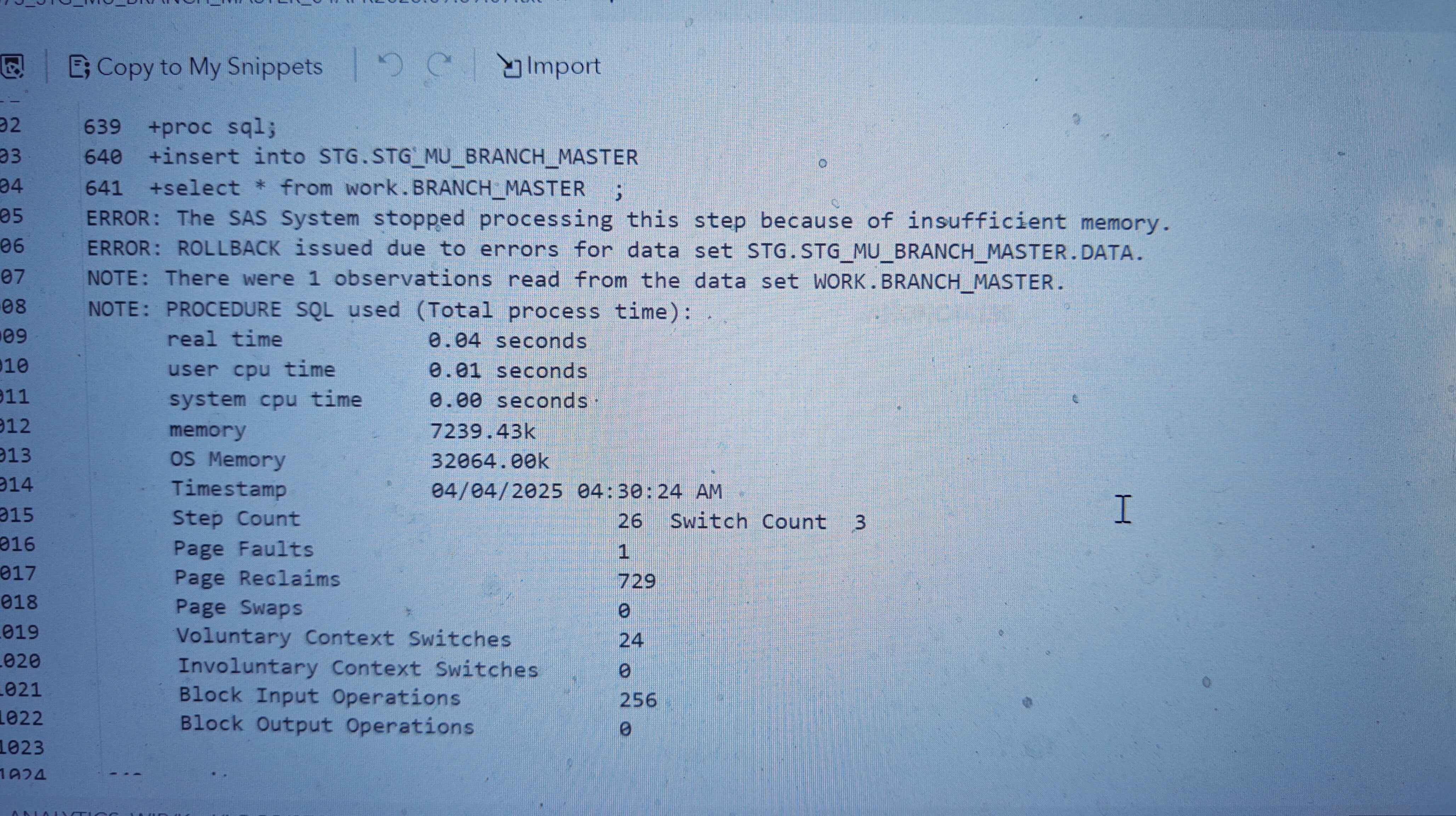 How to resolve insufficient memory error in SAS Studio Flow (Viya 4) - SAS Support Communities