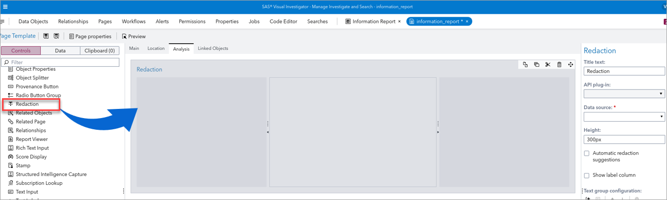Configuring a SAS Law Enforcement Intelligence Redaction Control