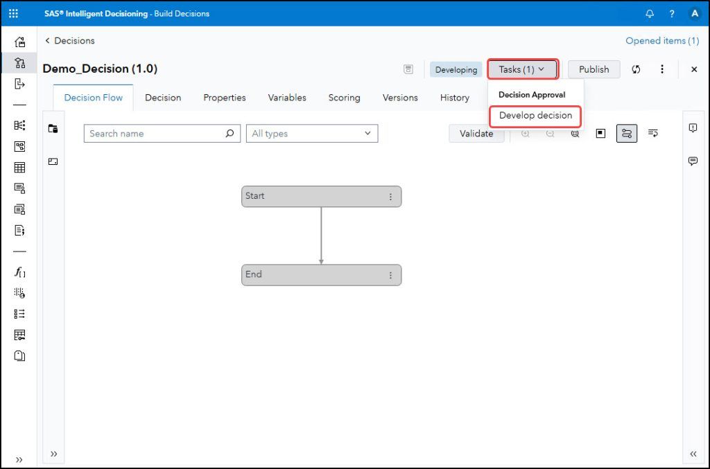 SAS Intelligent Decisioning: Using a Workflow for a Decision