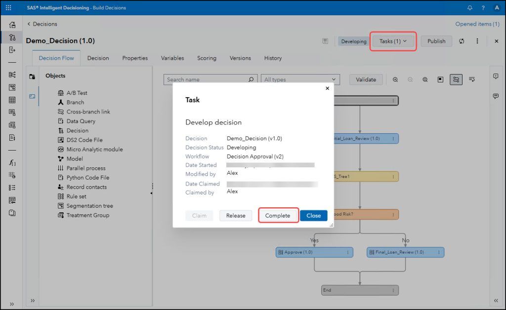 SAS Intelligent Decisioning: Using a Workflow for a Decision