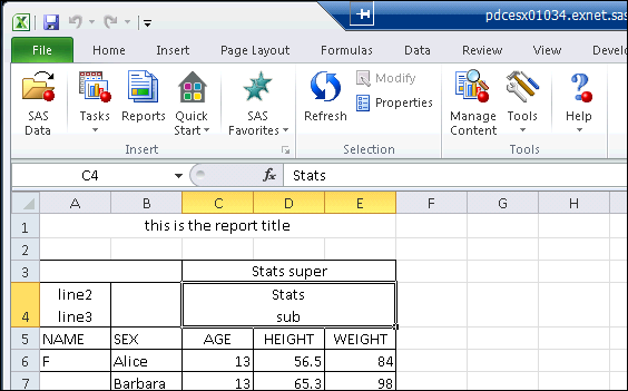 Proc report behavior in Add-in for Office - SAS Support Communities
