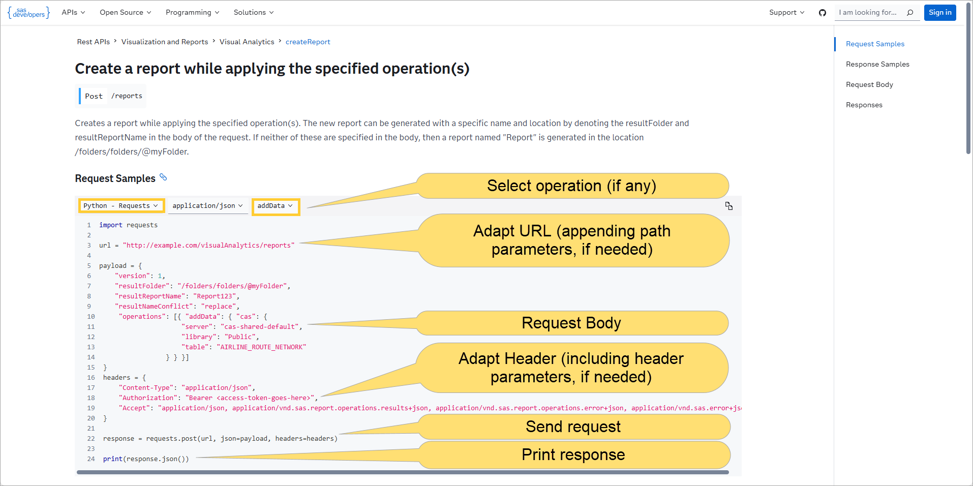 Using REST API to create and modify SAS Visual Analytics Reports