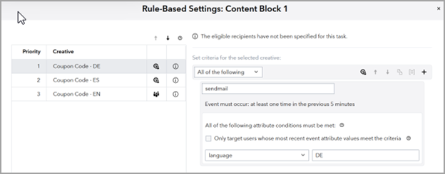 Display Conditions for Email Task Content Blocks in SAS Customer ...