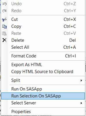 Solved: SAS EG 8.4 : Right click and run selection on SAS App - SAS Support Communities