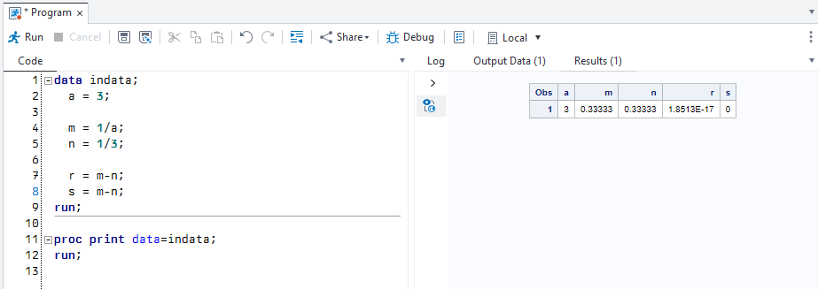 Solved: SAS data step same operation with different results - SAS Support Communities