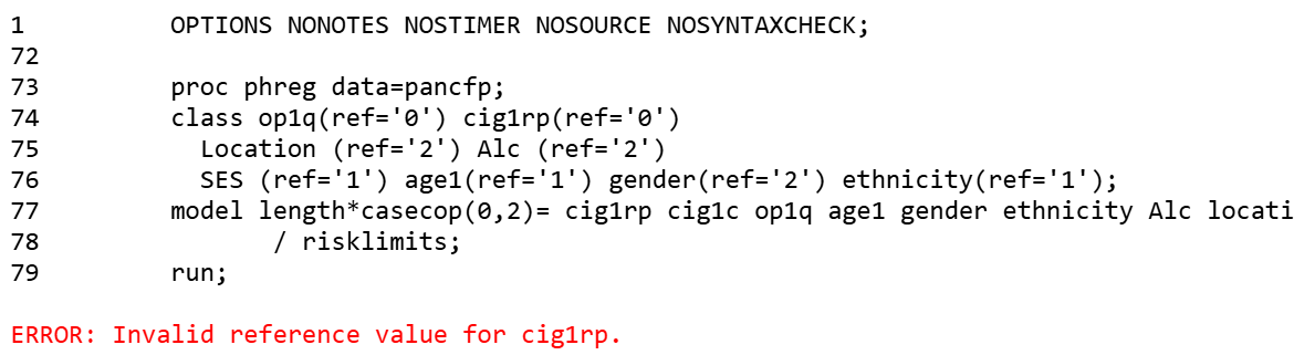 SAS notifies that invalid reference value - SAS Support Communities
