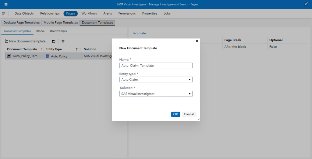 Document Generation Using SAS Visual Investigator