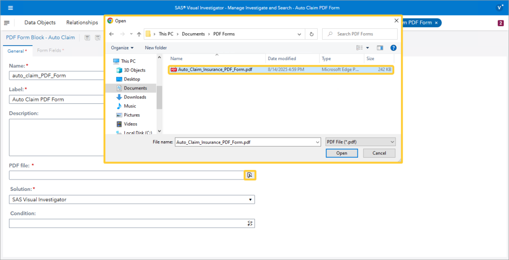 Document Generation Using SAS Visual Investigator