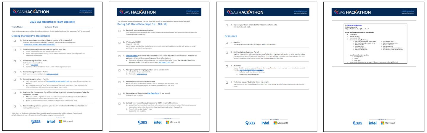 SAS Hackathon: TEAM Checklist - SAS Support Communities
