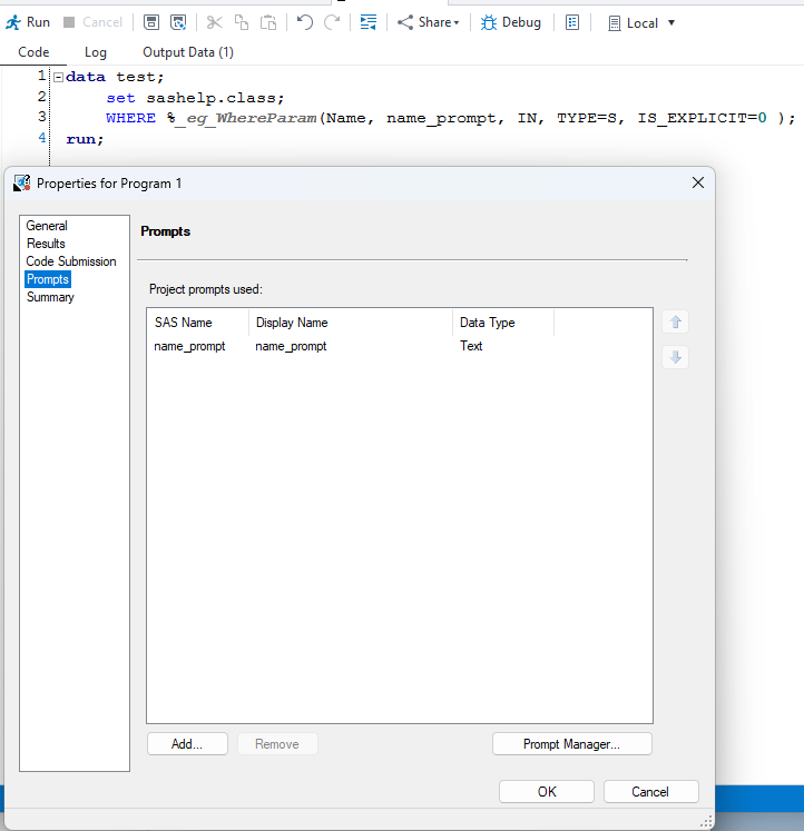 SAS Enterprise Guide multiple values in Prompt - SAS Support Communities