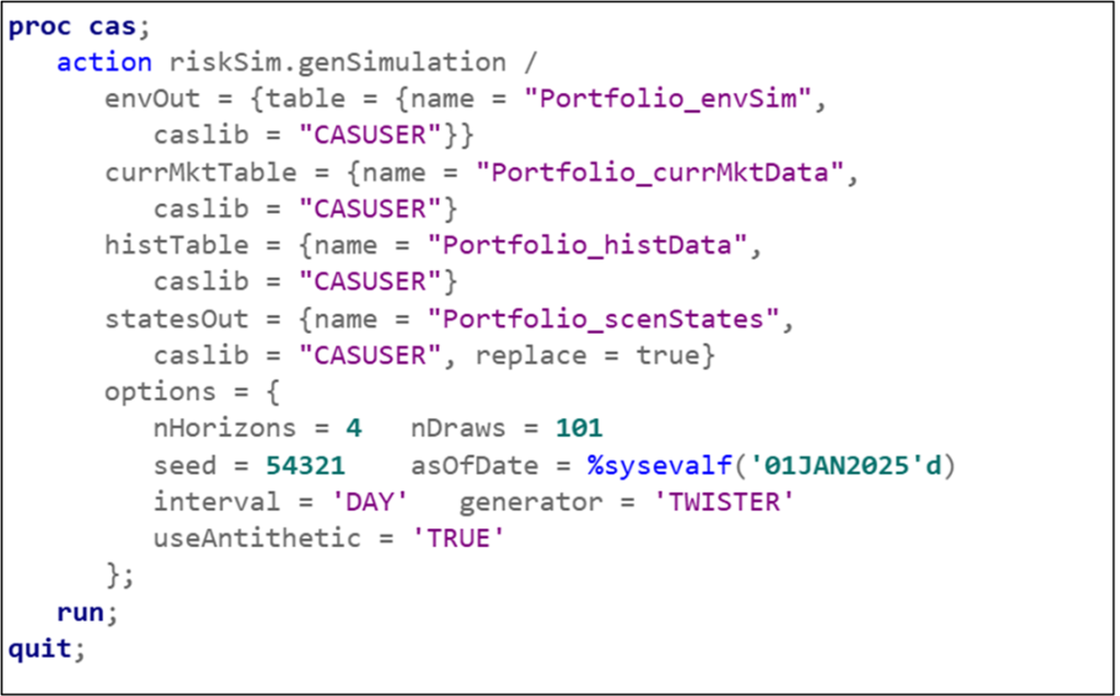 Risk Simulation in SAS Risk Engine