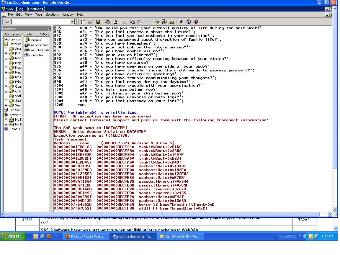 datastep - ERROR: An exception has been encountered - SAS Support Communities