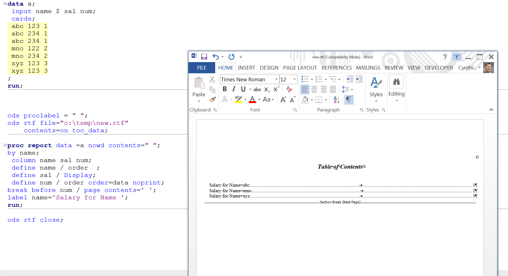 How to Remove a default BYVAL from TOC in RTF file when we use BY stat... - SAS Support Communities