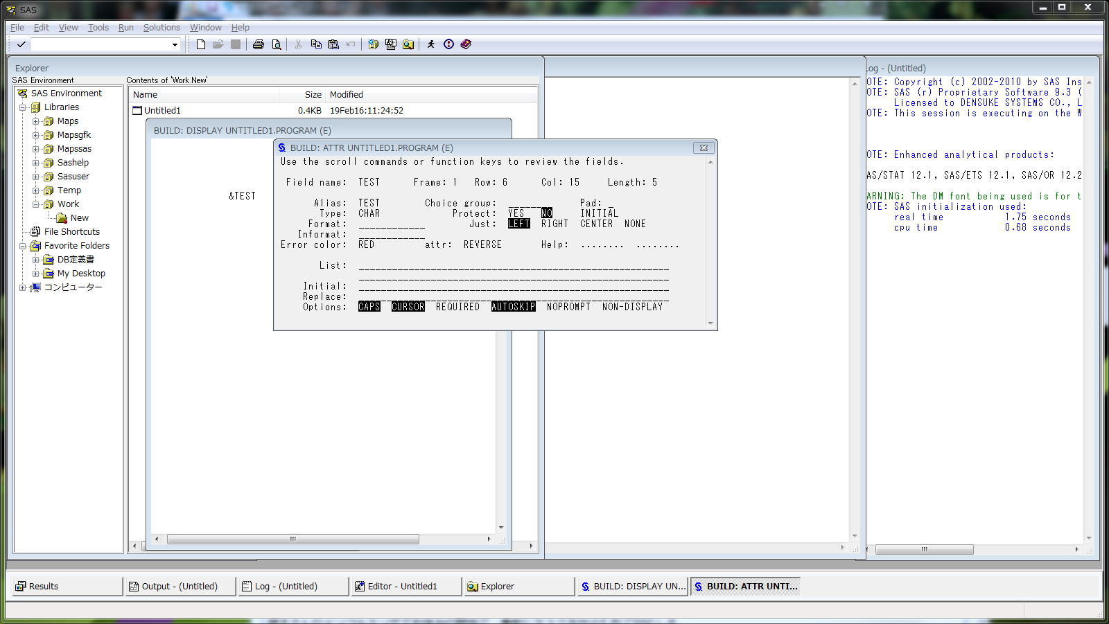 How to set Field atributes in program screen - SAS Support Communities
