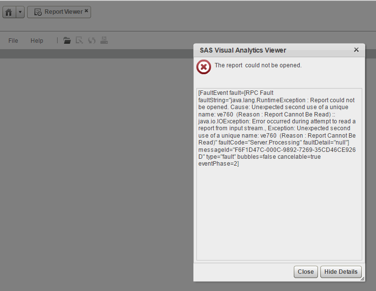 Error while opening a report - SAS Support Communities