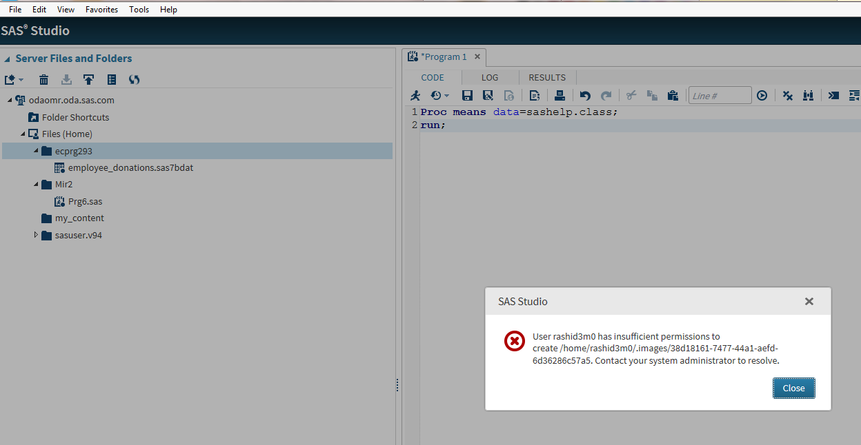 SAS Studio OnDemand Academics - insufficient permission to create - SAS ...