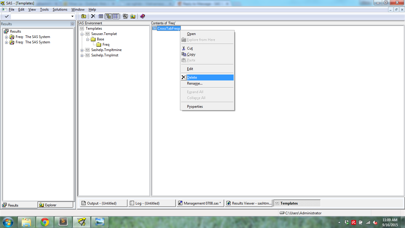 Solved: How can I remove the modified template and go back to the default? - SAS Support Communities