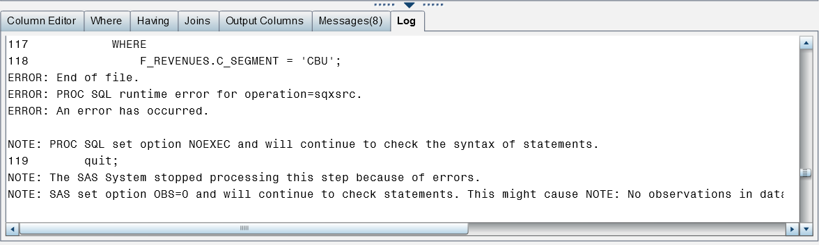Data Query execution error "End of file" - SAS Support Communities