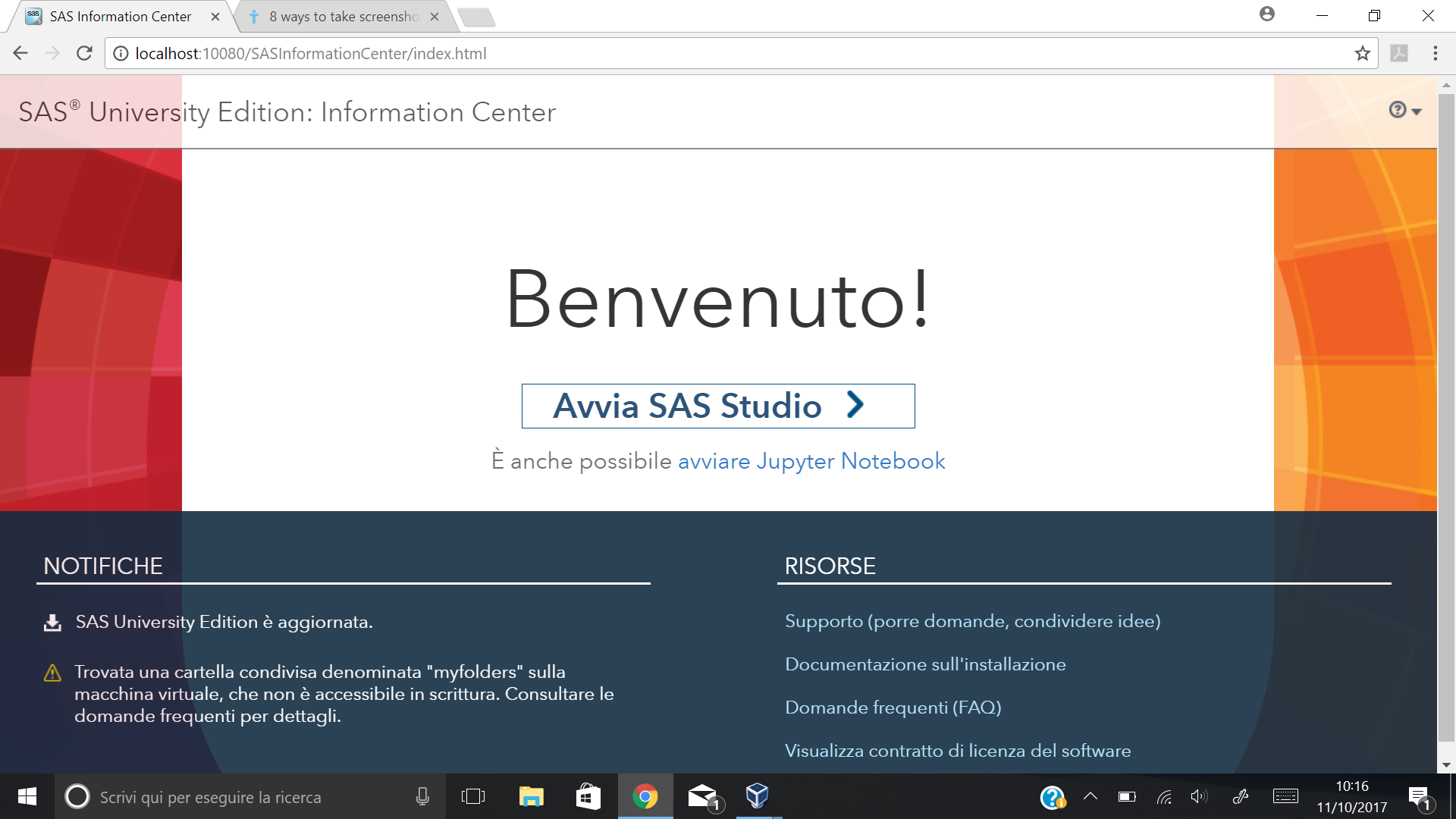 Solved: warning message in the SAS "welcome window" SAS University Edition - SAS Support Communities