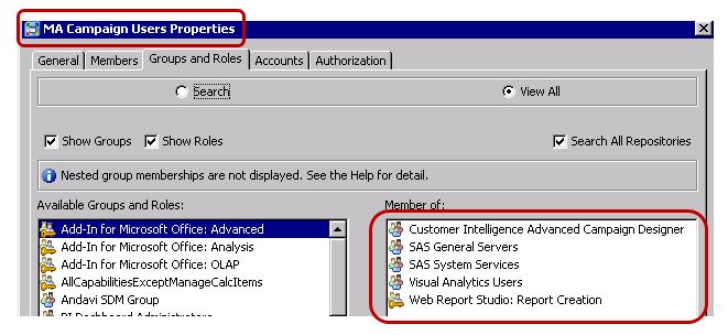 how to setup groups and roles when working with SAS Customer ...