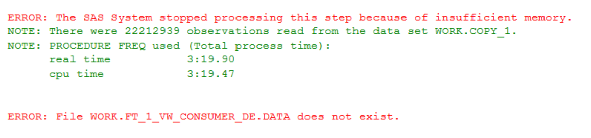 Proc freq insufficient memory error while processing huge table - SAS Support Communities