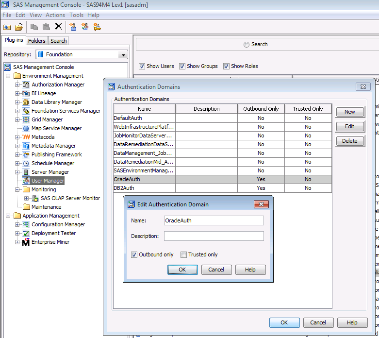 Setting up oracle accounts in User Manager for database connections - ... - SAS Support Communities