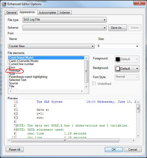 Colorized Text in the EG Log? - SAS Support Communities