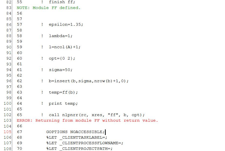 Re: SAS-IML complex optimization problem/ Huber regression: Returning... - SAS Support Communities