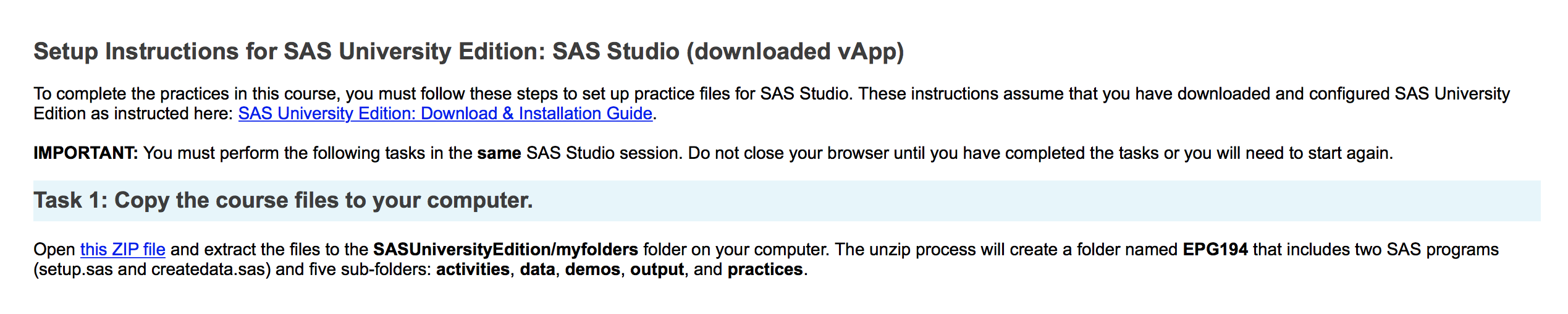 Activities folder - SAS Support Communities