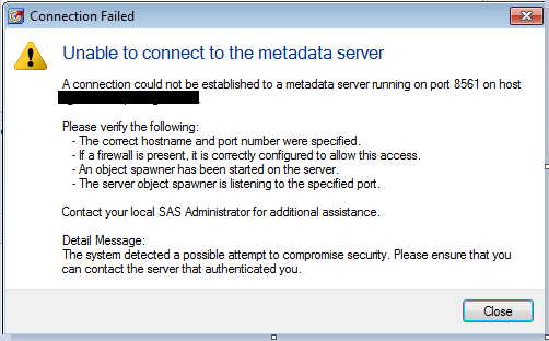User not able to connect to SAS Server using IWA - SAS Support Communities