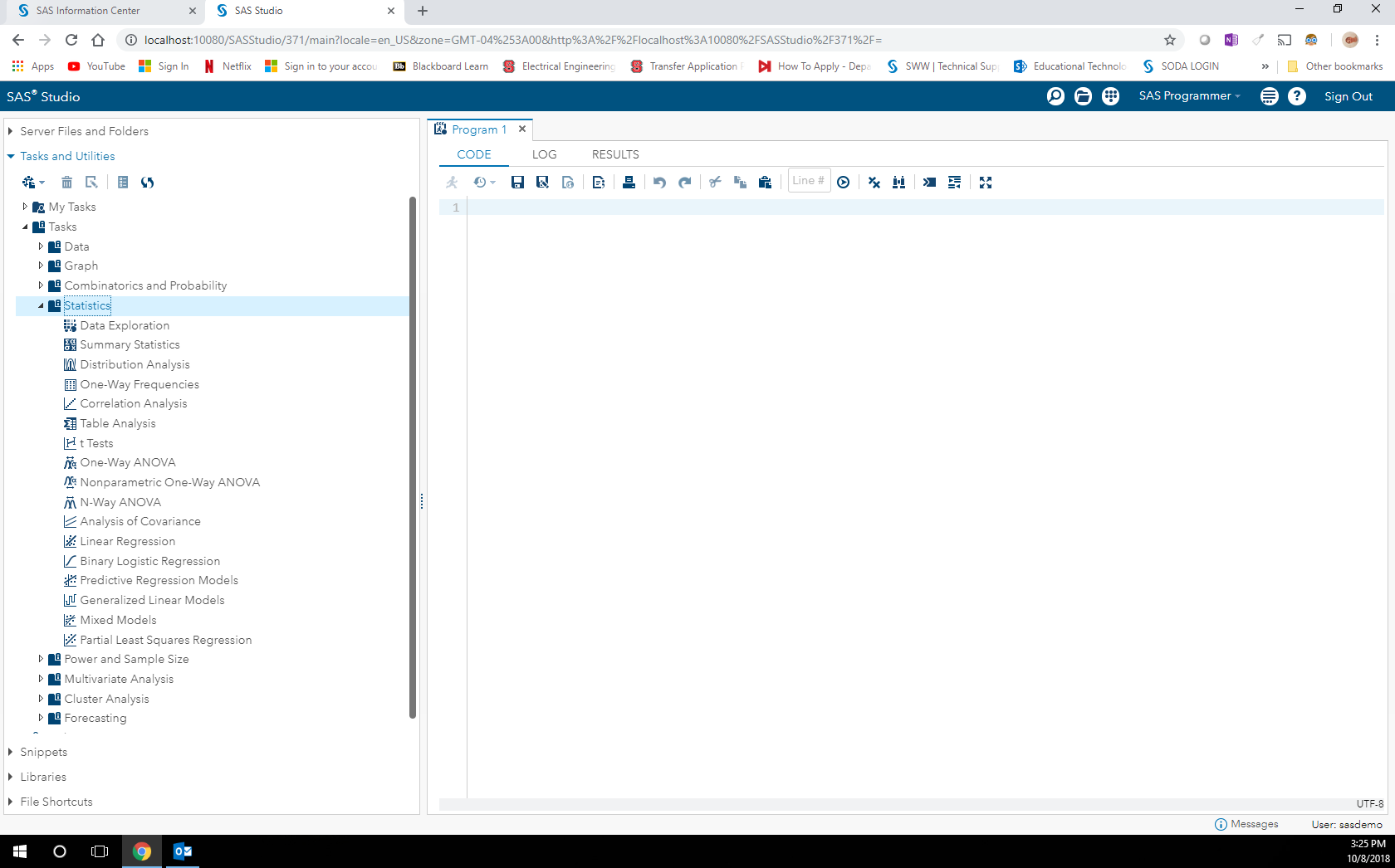 Tasks Available in SAS Studio via University Edition vs On Demand for ...
