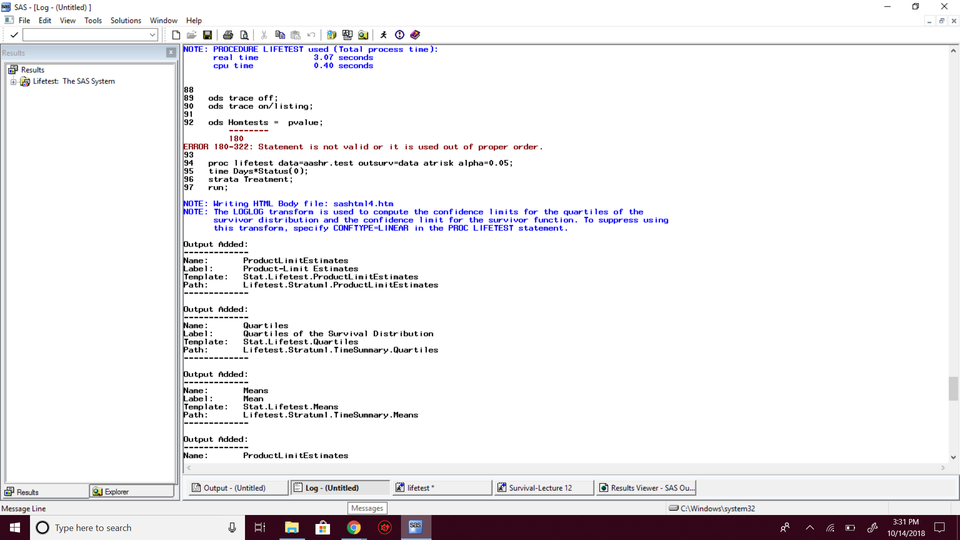 Solved: Proc Life test options - SAS Support Communities