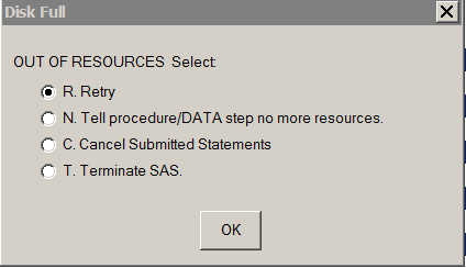Solved: Out Of resources error - SAS Support Communities